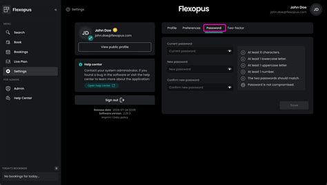 Password Settings Manage Your Credentials Flexopus