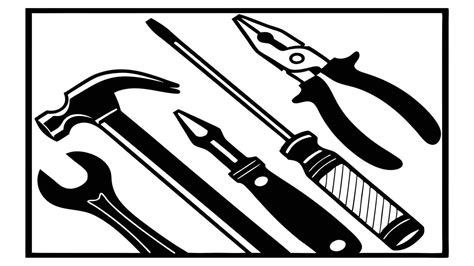 Black And White Illustration Of Assorted Hand Tools 68317471 Vector Art