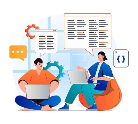 Premium Vector Programming Working Concept In Modern Flat Design