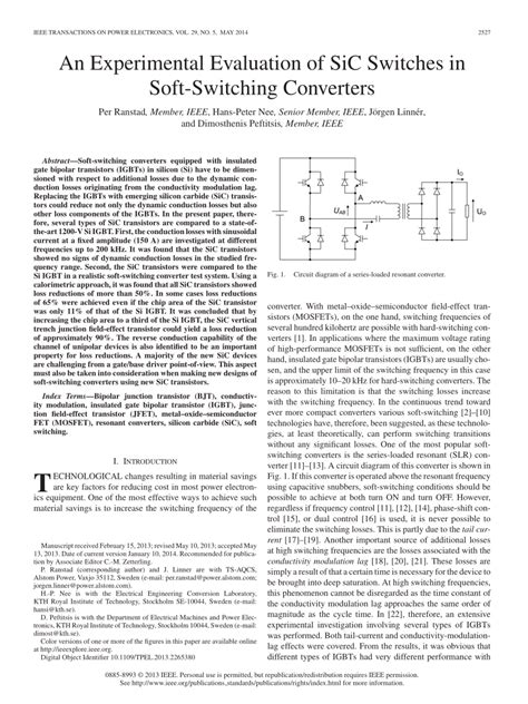 Pdf An Experimental Evaluation Of Sic Switches In Soft Switching Converters