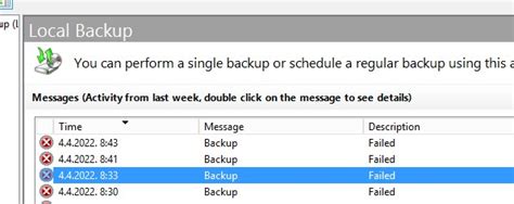 Windows Backup Failed To Complete WinCert