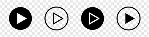 재생 버튼 아이콘 투명 배경에 기호 집합 비디오 오디오 플레이어 벡터 일러스트 레이 션 프리미엄 벡터