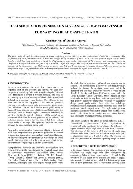 Cfd Simulation Of Single Stage Axial Flow Compressor Pdf 3 D Graphics Computer Software