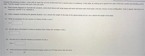 solved consider the following problem a box with an open