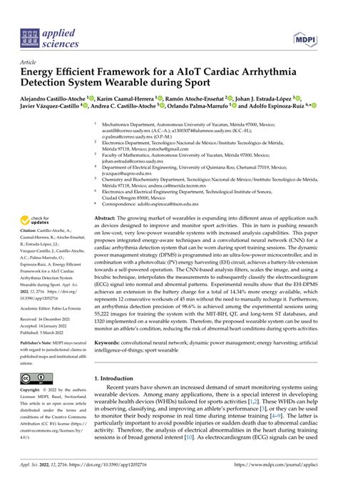 Pdf Energy Efficient Framework For A Aiot Cardiac Arrhythmia Detection System Wearable During