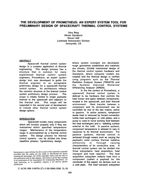 Pdf The Development Of Prometheus An Expert System Tool For Preliminary Design Of Spacecraft