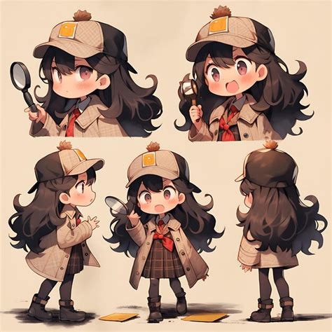 Premium Photo Character Of Female Chibi Kawaii Police Detective