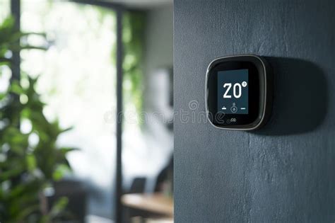 Modern Smart Thermostat Displaying Temperature In A Stylish Living Space Stock Image Image Of