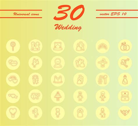 현대 선 스타일 벡터에서 웨딩 아이콘 세트 Ai Eps Uidownload