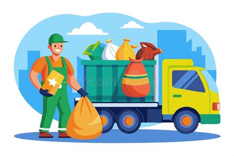A Vibrant Illustration Depicting A Garbage Collector Hard At Work