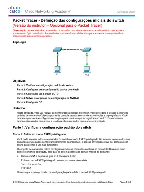 2234 Packet Tracer Configuring Initial Switch Settings Ilm Pdf