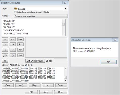 sql fails in python in arcmap error fdo error 2147024871 returned