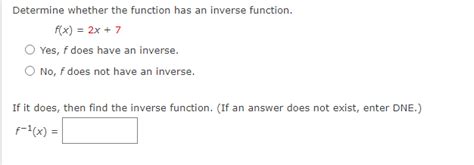 Solved Determine Whether The Function Has An Inverse Chegg Com