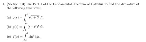 Solved Section Use Part Of The Fundamental Theorem Chegg
