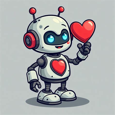 Playful Robot Holding Heart Love Algorithm T Shirt Design Stock