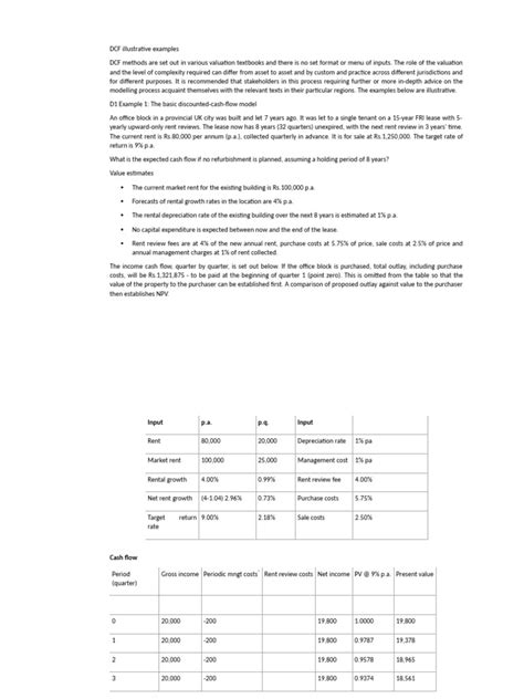 Dcf Valuation Examples And Analysis Pdf Net Present Value