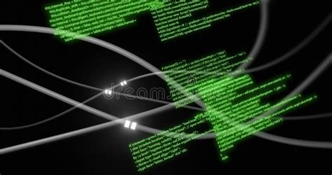 Green Programming Code Animation Over Abstract White Lines On Black