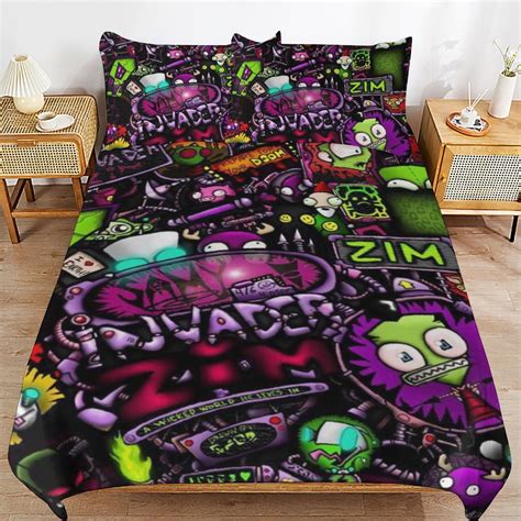 Invader Zim Duvet Cover 3 Piece Bedding Setteen Comforter Cover Set