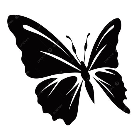 나비 비닐 데칼 실루엣 벡터 흰색 배경에 나비가 날아다니는 단순한 검은색 아이콘 그림자 없음 작은 프레임 중앙 Png 일러스트 및 벡터 에 대한 무료 다운로드