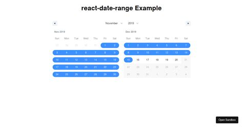 React Date Range Example Forked Codesandbox