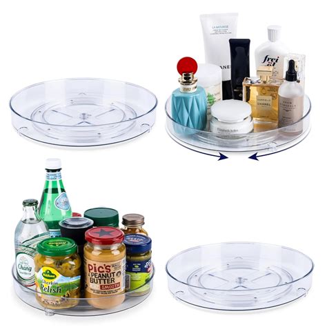 Powerlix Lazy Susan Organizer Plastic 4 Pack 10 5 Inch Sturdy And Turnatable Organizer With Anti