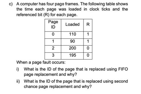 solved r c a computer has four page frames the following