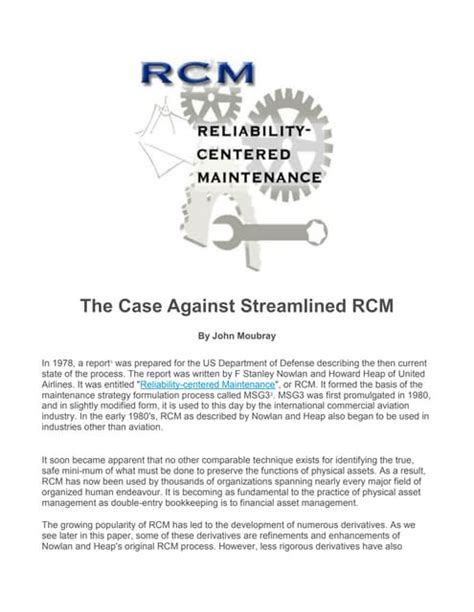 The Case Against Streamlined Rcm Pdf