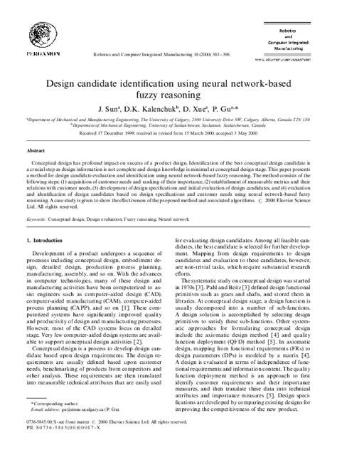 Pdf Design Candidate Identification Using Neural Network Based Fuzzy Reasoning