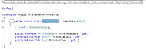 sceneform s shapefactory methods are missing · issue 584 · xamarin
