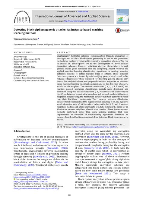 Pdf Detecting Block Ciphers Generic Attacks An Instance Based