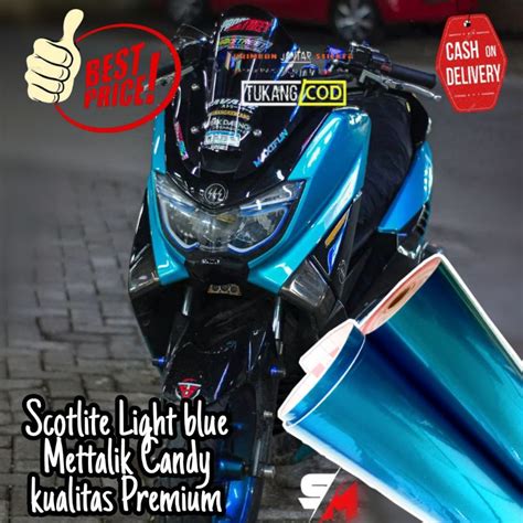 Jual Sticker Scotlite Candy Sky Blue Scotlet Biru Muda Skotlet Motor Biru Muda Mettalik Candy