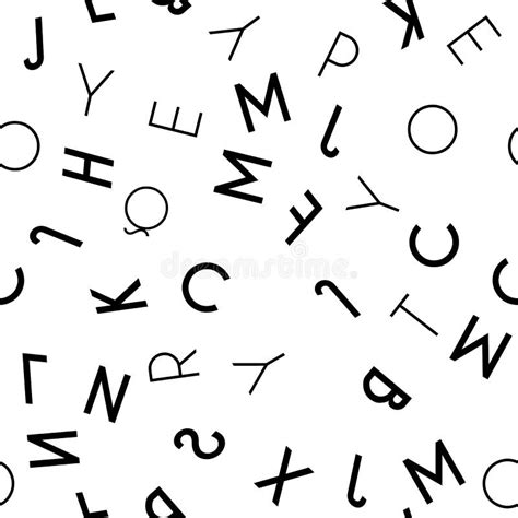 Black Letter Seamless Pattern On White Background Stock Vector