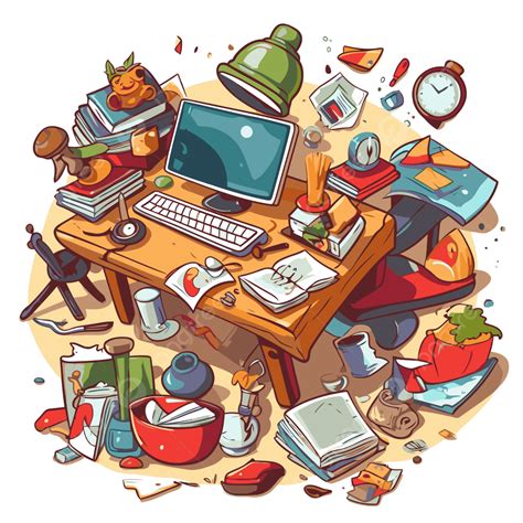 Messy School Desk Clipart