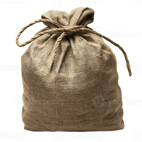 A Sack Of Jute Is Tied With A Rope 53066097 Png