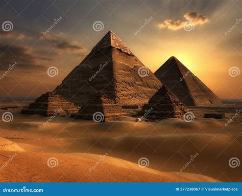 the ancient allure of the great pyramids stock illustration