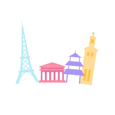Elementos Png De Edificios De Dibujos Animados Pintados A Mano Png