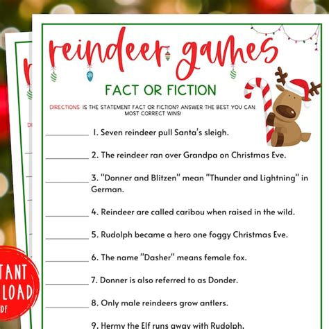 Christmas True Or False Trivia Game Etsy