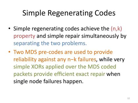 Ppt Simple Regenerating Codes Network Coding For Cloud Storage