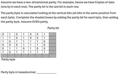 Solved Assume We Have A Two Dimensional Parity For Example