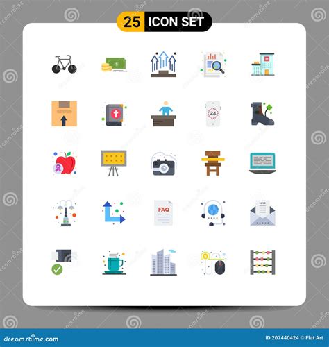 Pictogram Set Of 25 Simple Flat Colors Of Building Data Business