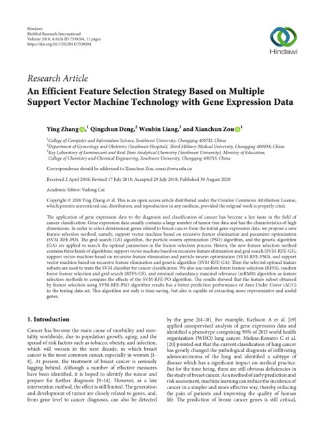 Pdf An Efficient Feature Selection Strategy Based On Multiple Support Vector Machine