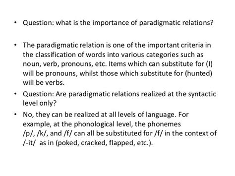 Paradigmatic Vs Syntagmatic Relations 2