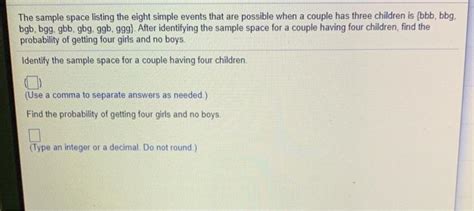Solved The Sample Space Listing The Eight Simple Events That Chegg Com