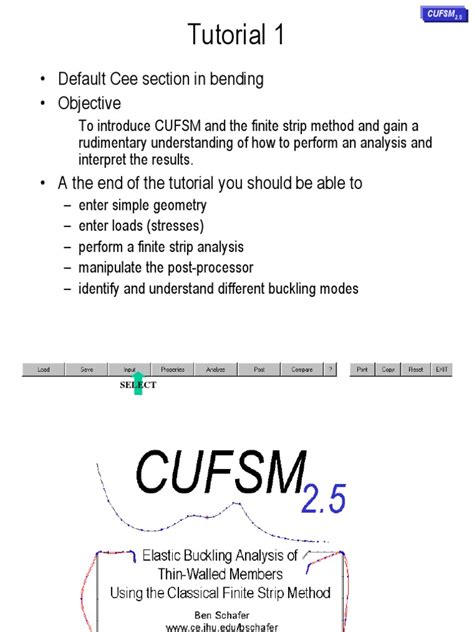 2a Cufsm Tutorial 1 Pdf Buckling Bending