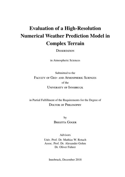 Pdf Evaluation Of A High Resolution Numerical Weather Prediction
