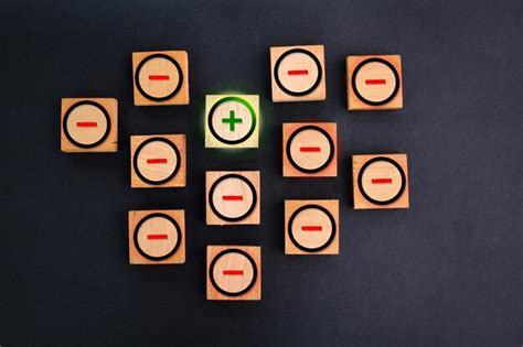 Premium Photo Wooden Cube With Positive And Negative Symbols Protection Concept Virus And