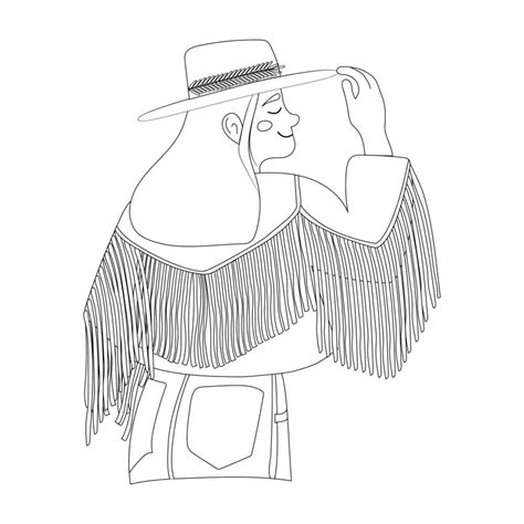 Cowboy Girl In A Hatwoman In A Cowboy Jacketwild West Conceptvector