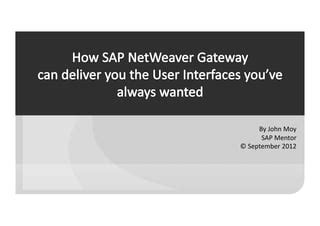 UI Innovation With SAP NetWeaver Gateway PDF