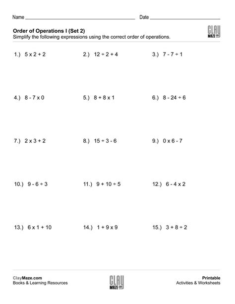 Order Of Operations Simplifying Expressions