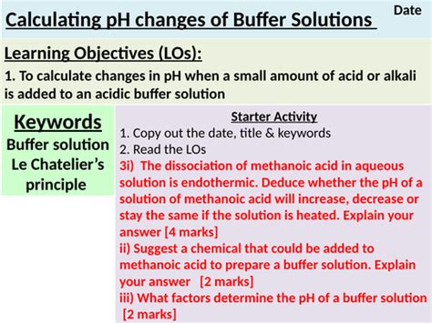Buffer Solution Calculations 2 Aqa Teaching Resources